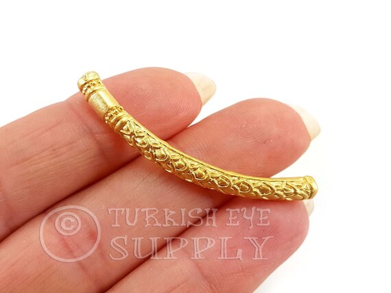 Curved Gold Bracelet Beading Bar Gold Curved Tube Bar Spacer - Etsy