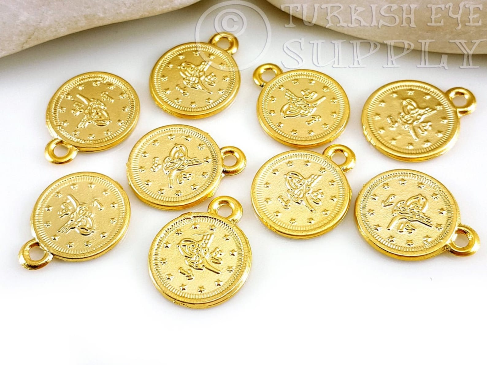 Gold Coin Charms Gold Coin Pendants Turkish Coin Charm 22k | Etsy