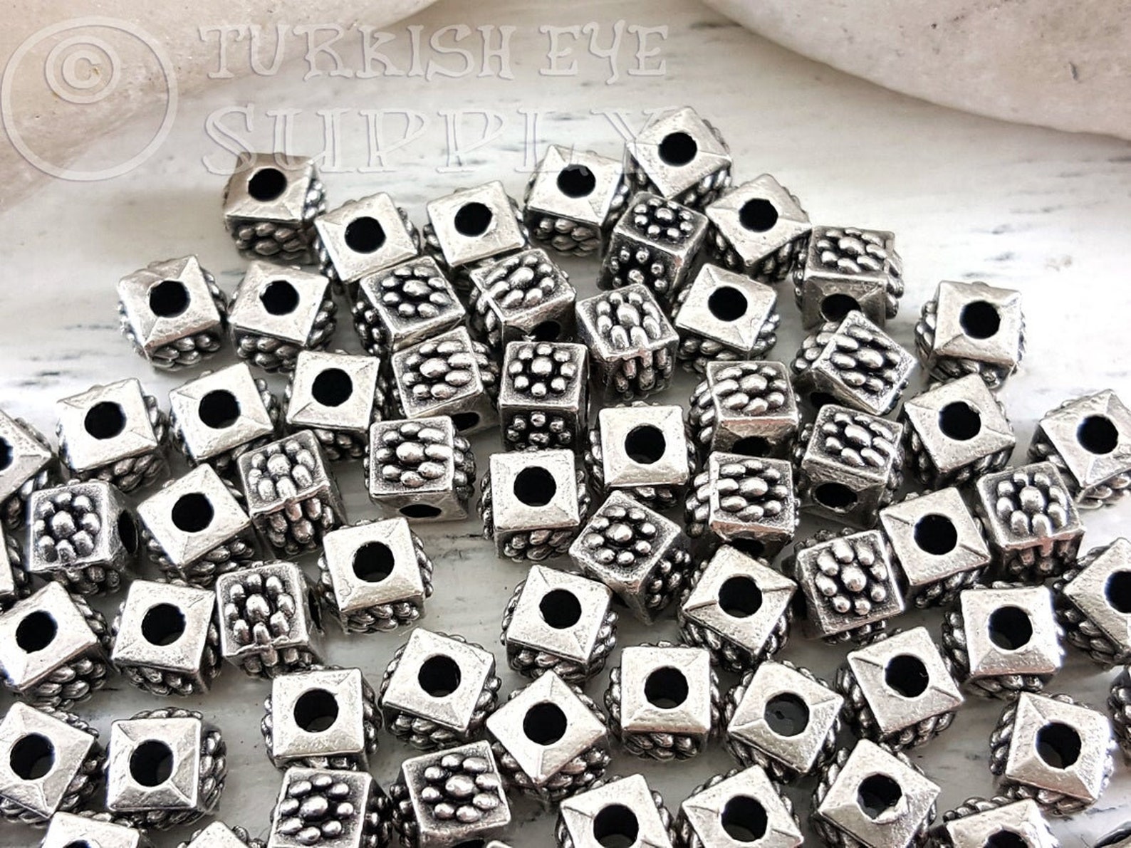 Silver Cube Beads, Tiny Cube Beads, Silver Spacer Beads, Silver Cube ...