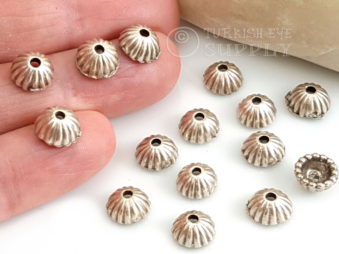 Silver Bead Caps, Mini Bead Ends, Mini Bead Spacers, 10pc - Etsy
