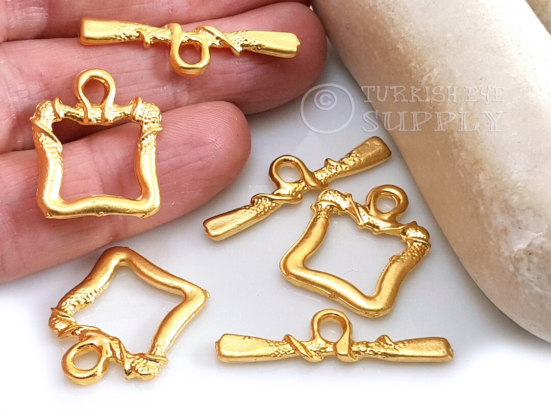 Gold Toggle Clasp, Square Toggle Clasps, Large Gold Clasp, T Bar Clasp ...