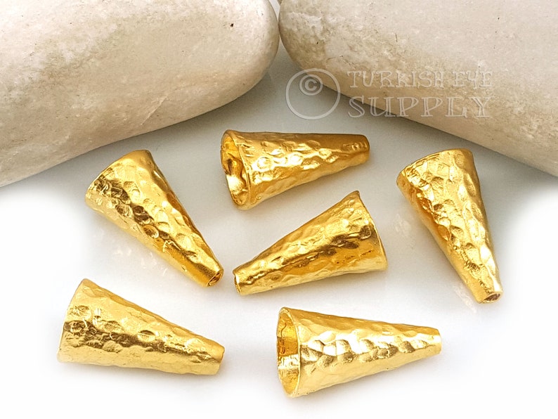 Gold Cone Caps Hammered Bead Caps Gold Bead End Caps Large - Etsy