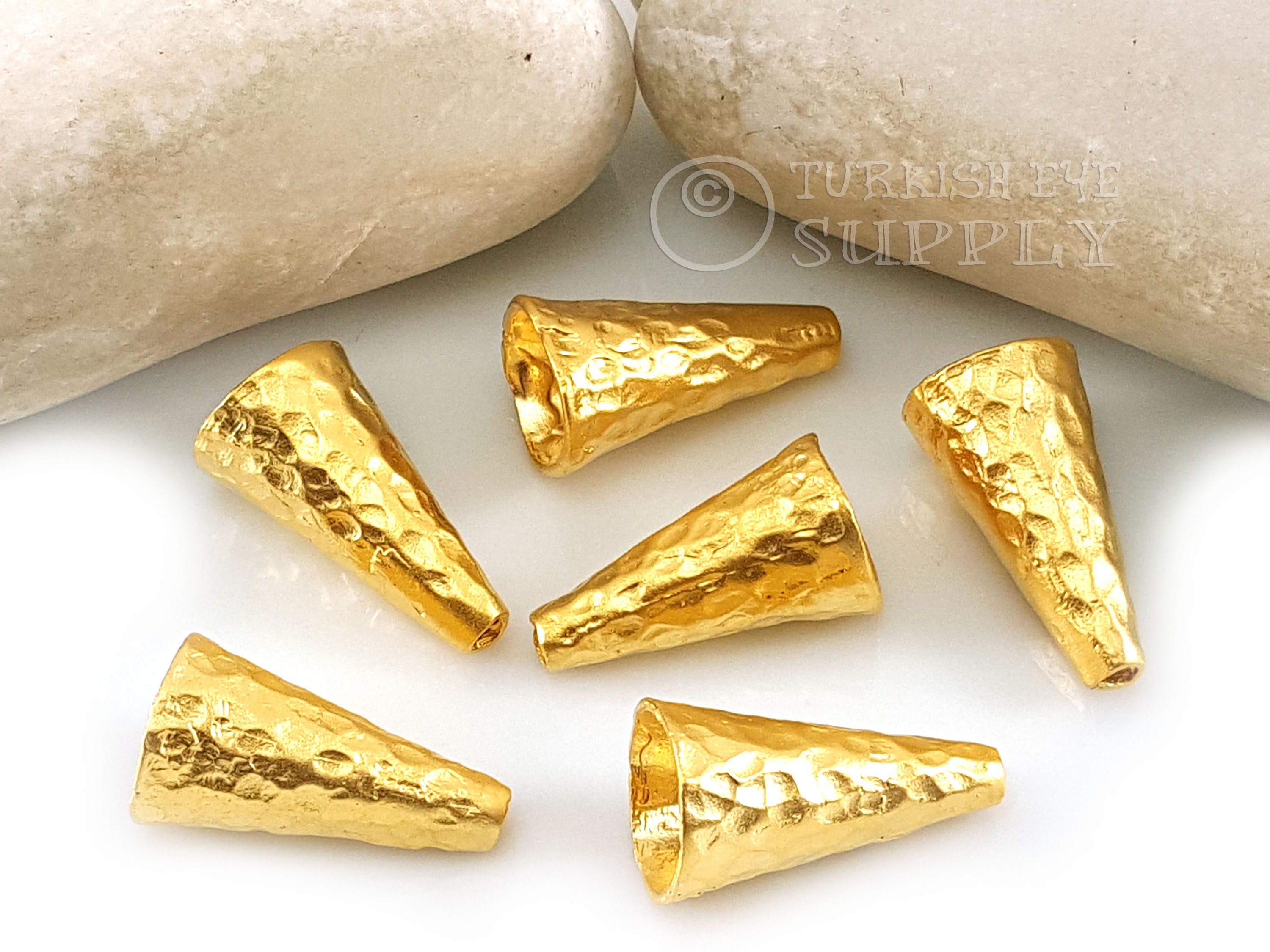 Gold Cone Caps Hammered Bead Caps Gold Bead End Caps Large - Etsy
