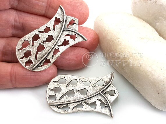 Silver Tulip Pendant Tulip Connectors Silver Flower - Etsy