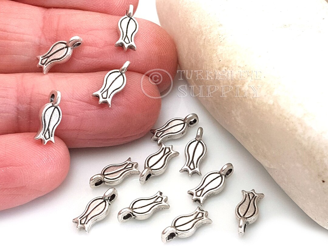 Silver Tulip Charms, Mini Tulip Charms, Tulip Charms, Tiny Flower ...