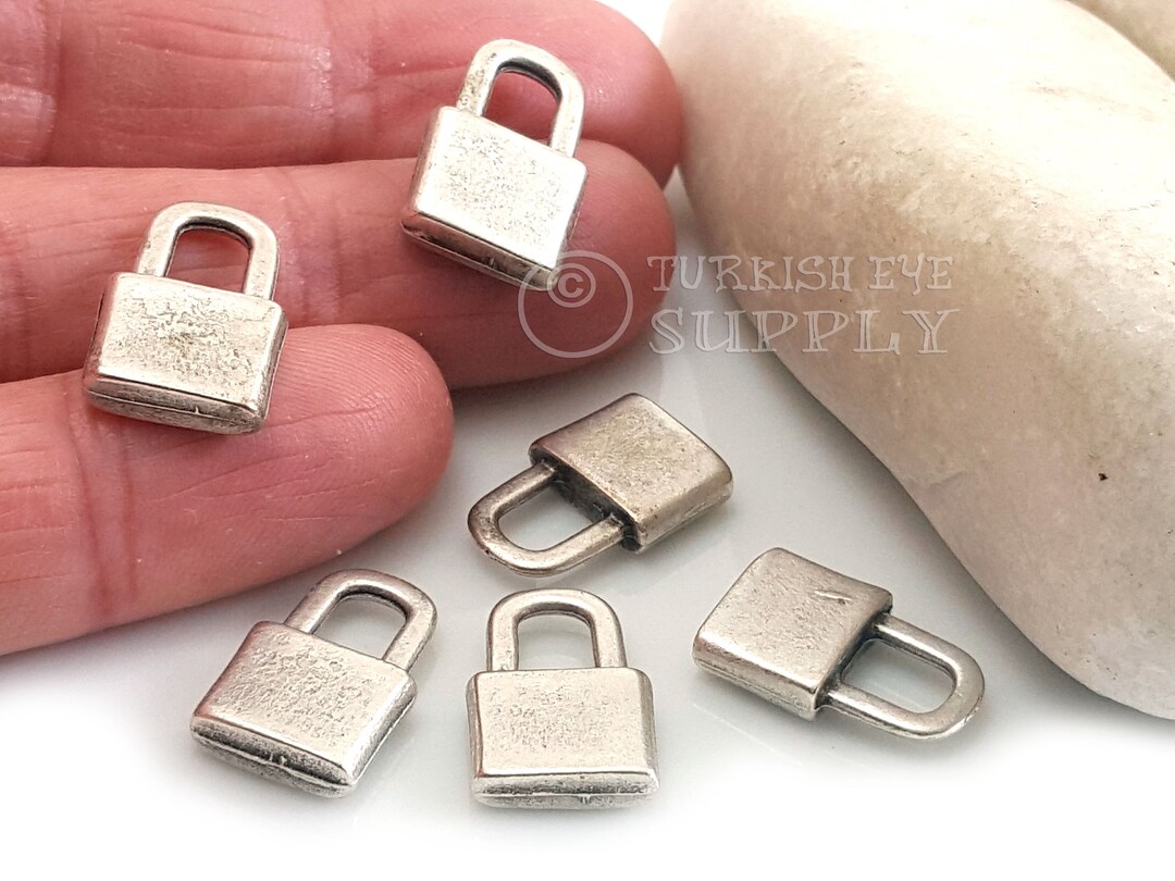 Silver Padlock Charms, Mini Silver Lock Charms, Silver Padlock Necklace ...