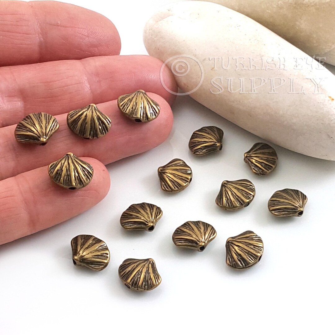 Bronze Shell Beads, Mini Seashell Spacer Beads, Nautical Charms, Summer ...