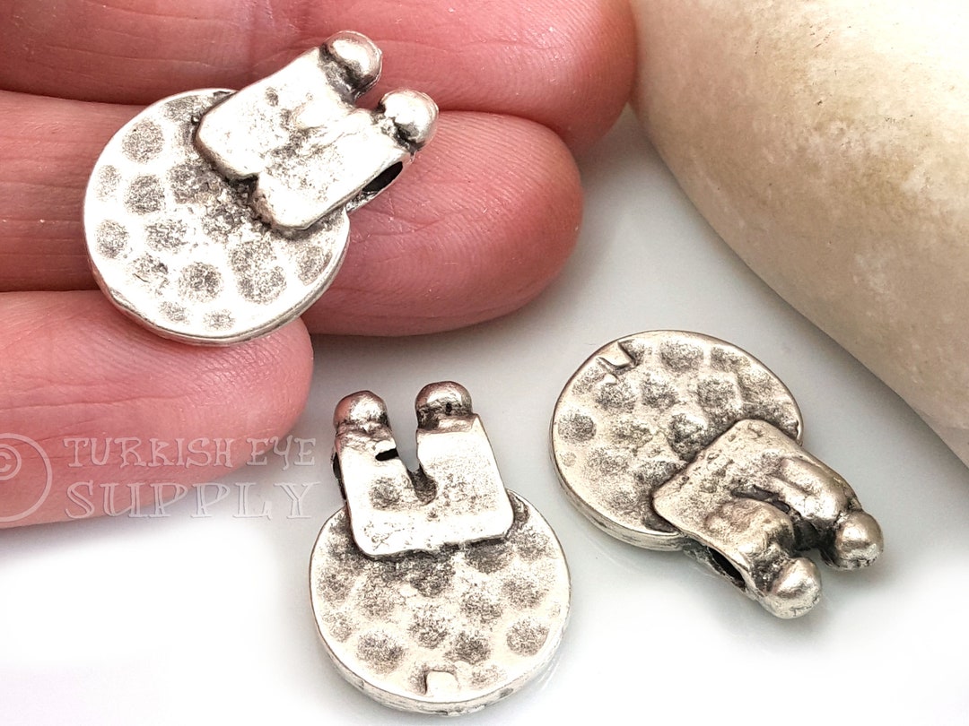 Hammered Disc Charms, Silver Coin Charms, Silver Disc Charms, Rustic ...
