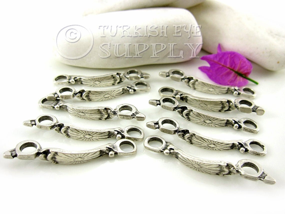 Silver Necklace Connector, Curved Flat Bar Connector, Necklace ...