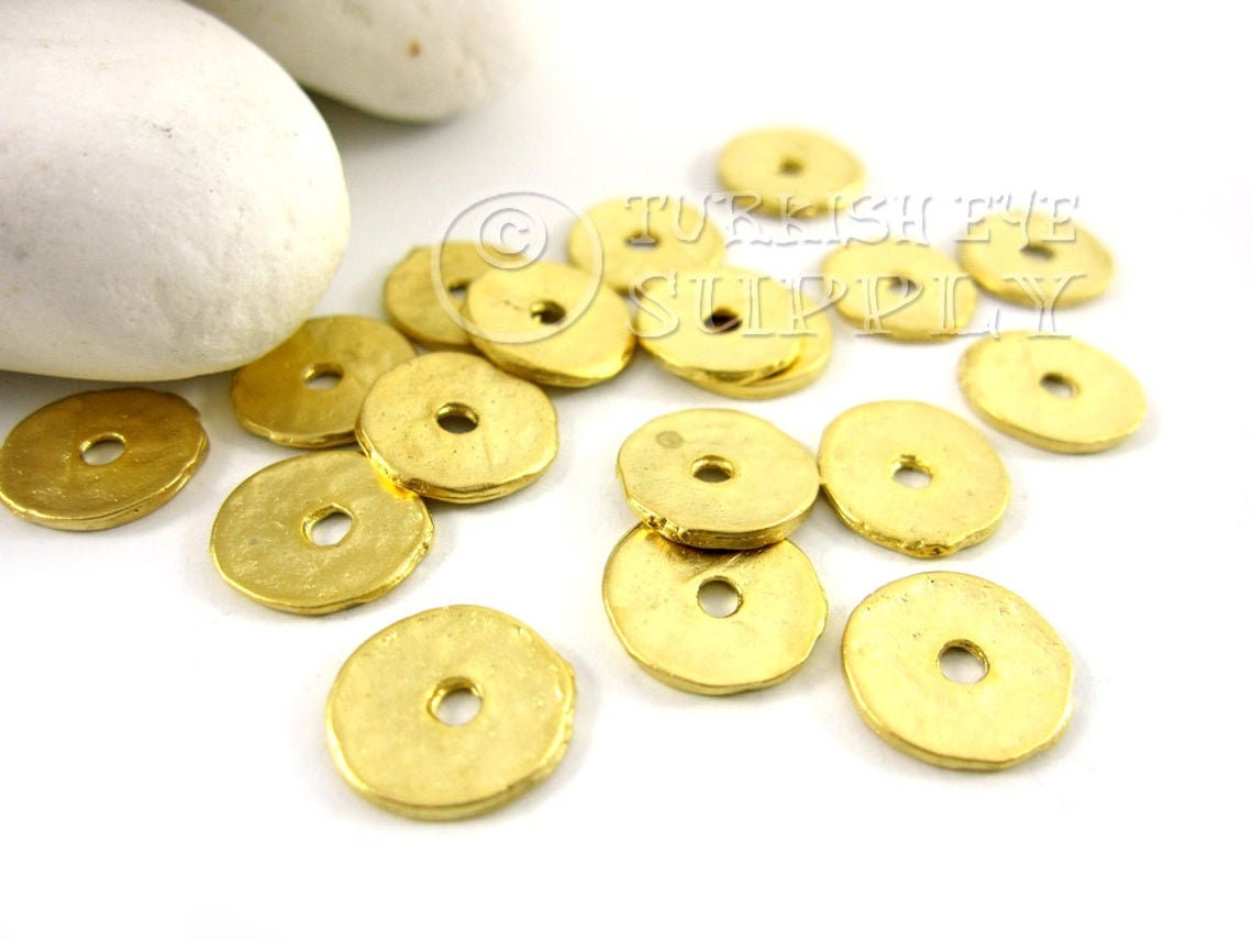 Hammered Disc Beads Gold Heishi Beads Mini Gold Disc Charms - Etsy UK