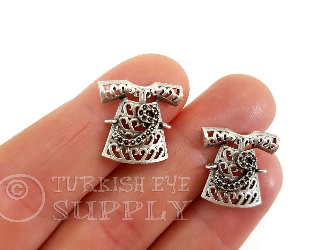Silver Caftan Connector Charm, WAW Letter Charm, Ottoman Turkish ...