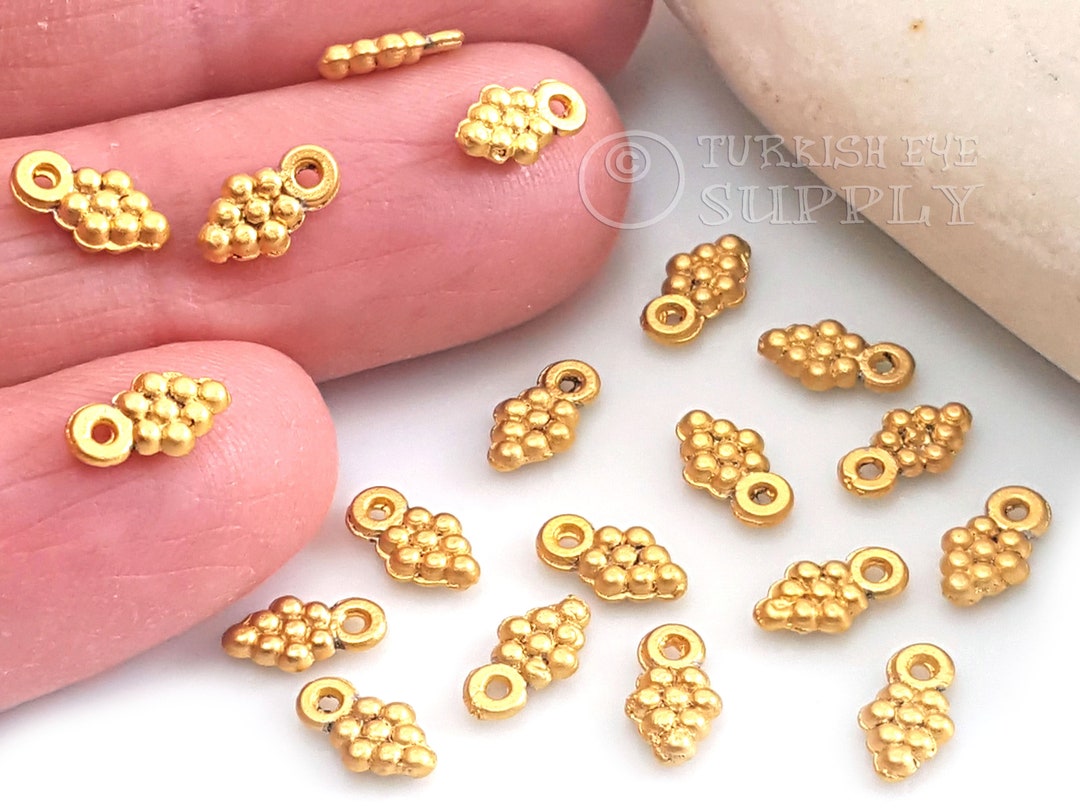 Tiny Gold Grape Charms, Mini Gold Drop Charms, Gold Findings, Bracelet ...