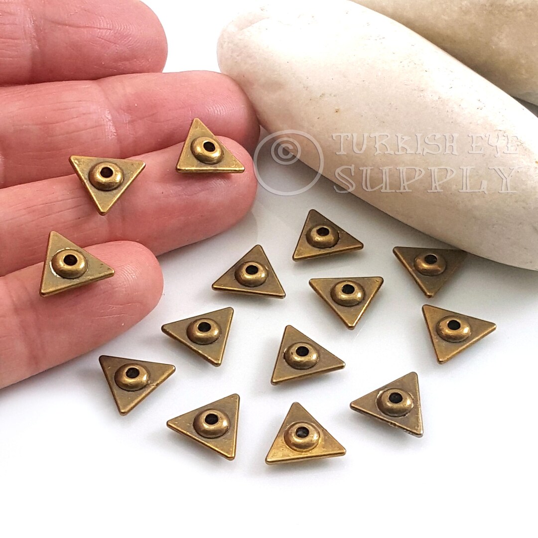 Bronze Plated Triangle Bead Spacers, Flat Triangle Bronze Charms, 10pc ...