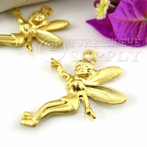 Gold Tinker Bell Charms, Mini Gold Charms, Gold Fairy Pendant, Gold ...