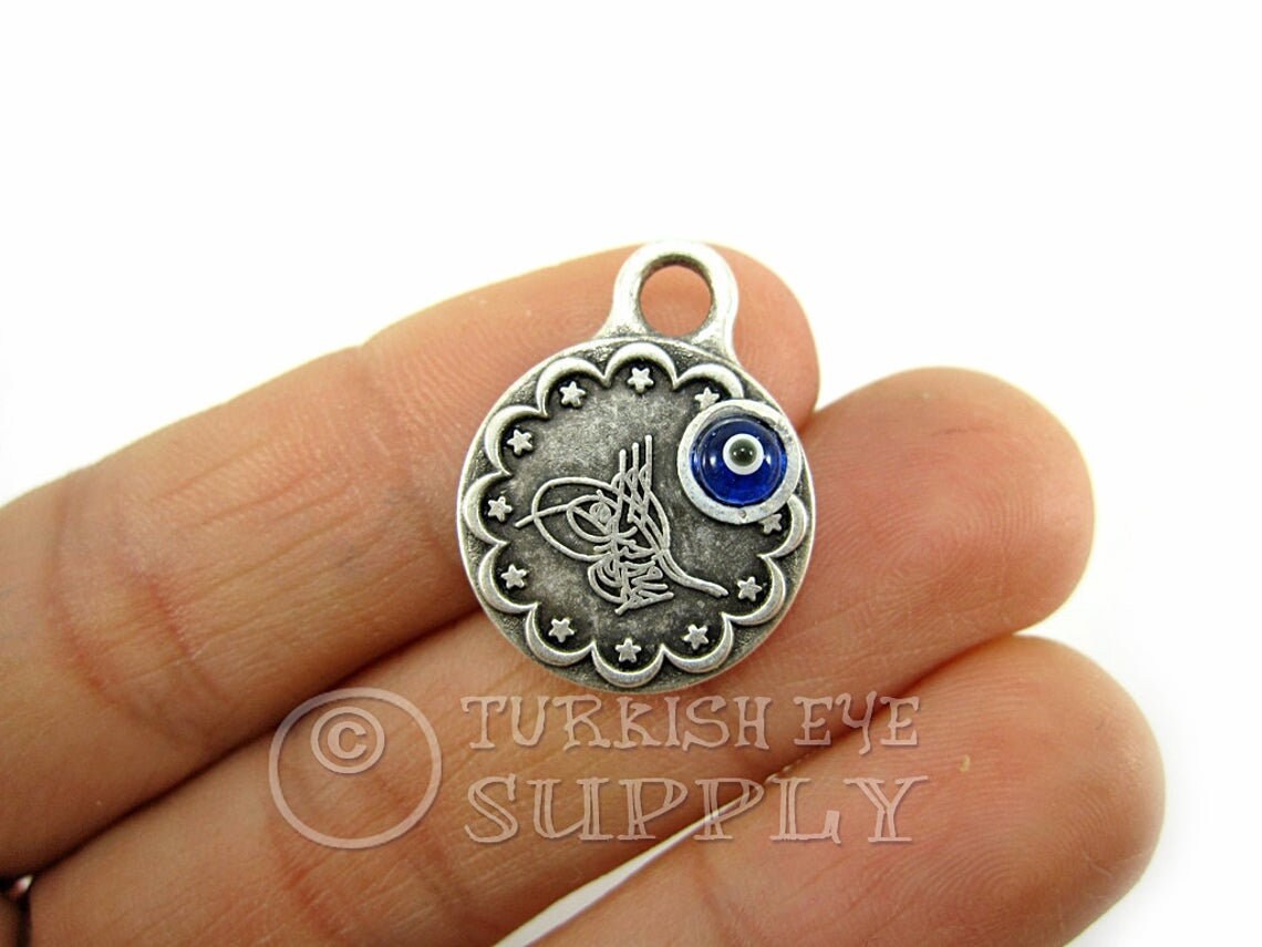 Turkish Silver Coin Pendant Silver Coin With Handmade Blue - Etsy UK