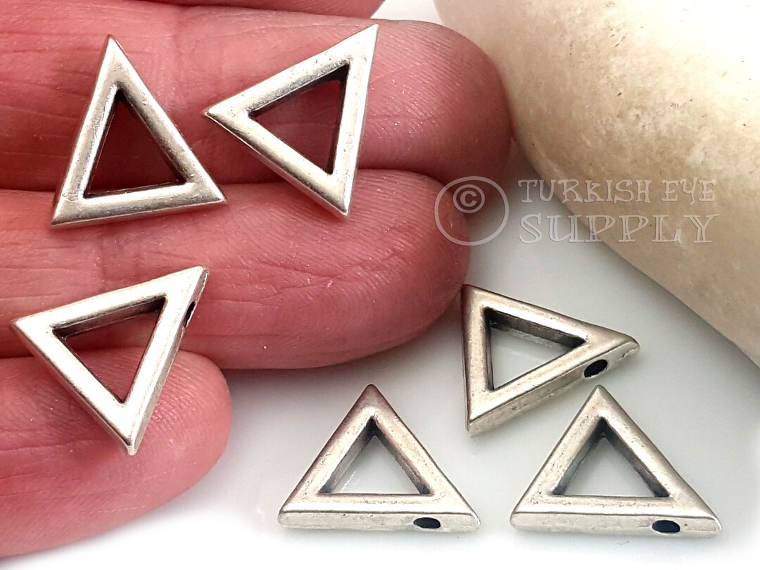 Slider Triangle Pendant, Silver Triangle Spacer Beads, Silver Plated ...