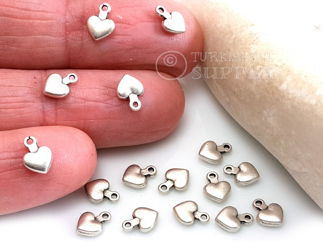 Tiny Silver Heart Charms Mini Heart Charms Love Heart - Etsy
