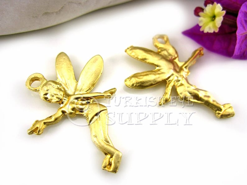 Gold Tinker Bell Charms Mini Gold Charms Gold Fairy Pendant | Etsy UK