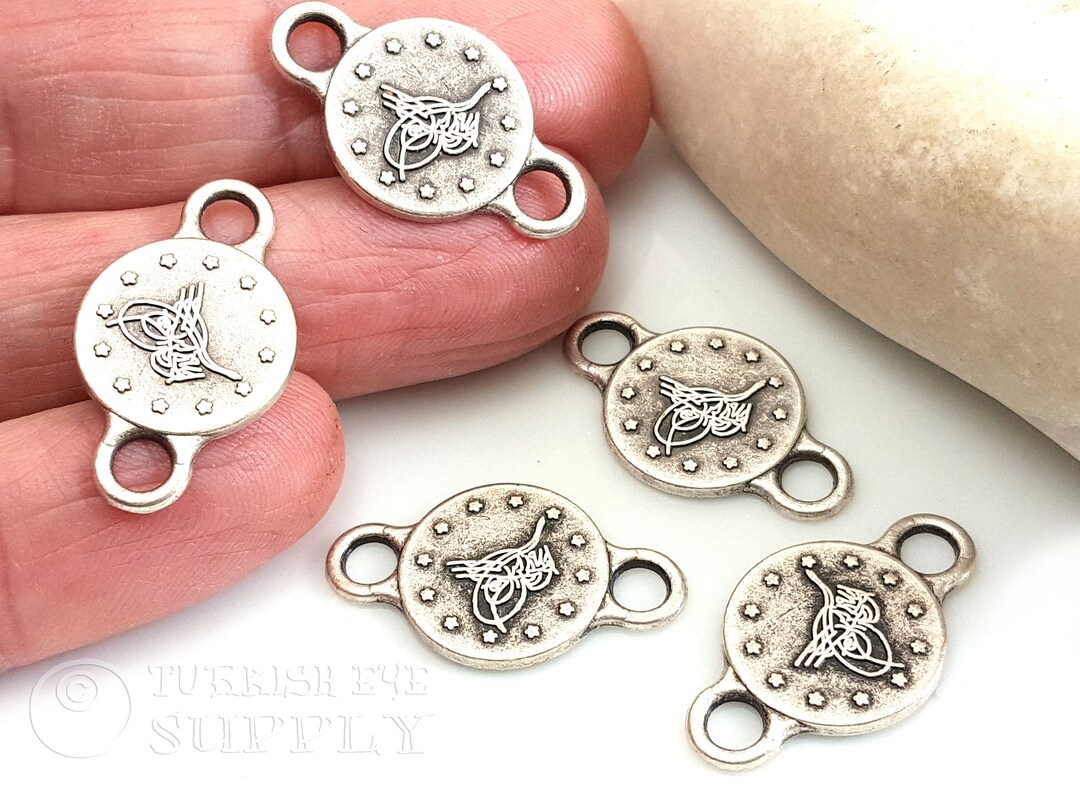 Mini Silver Turkish Coin Connectors, Silver Plated Ottoman Coin Replica ...