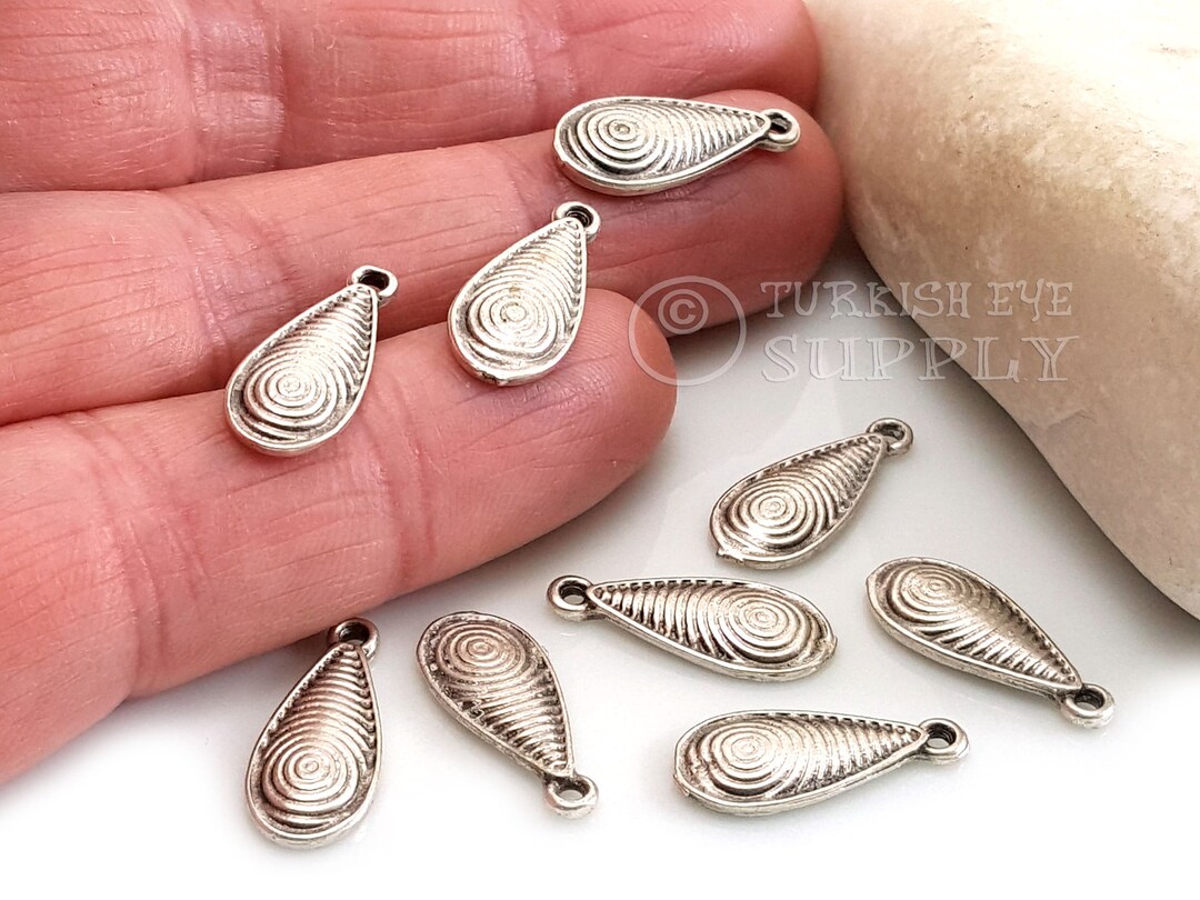 Silver Teardrop Charms, Mini Teardrop Charms, Silver Plated Drop Charms ...