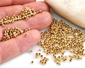 2mm 24k Shiny Gold Tiny Ball Beads , Ball Spacer Beads, Gold Ball Beads ...