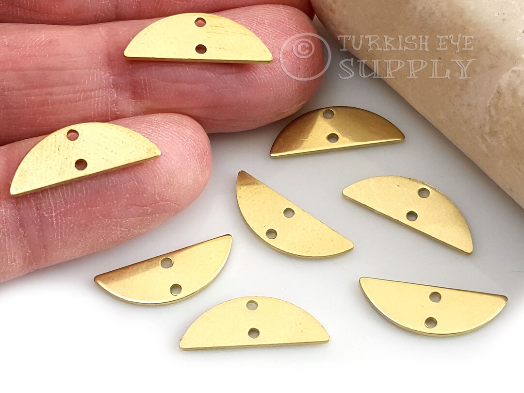 Brass Semi Circle Charms, Semi Circle Pendant, Half Disc Connectors ...