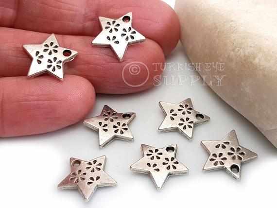 Mini Silver Star Charms Tiny Star Pendant Silver Star - Etsy