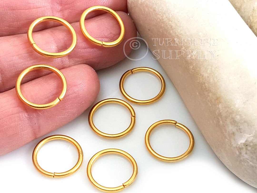 Large Gold Jump Rings, 14mm Jump Rings, 22k Gold Plated Jump Rings ...