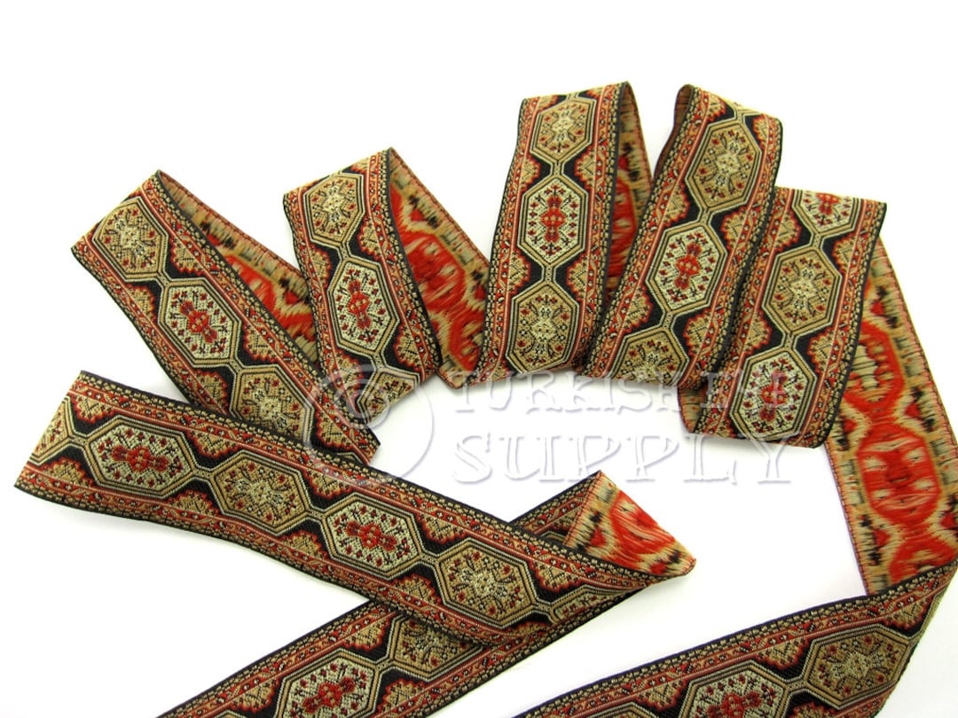 Jacquard Ribbon, Oriental Motive Ribbon, Turkish Carpet Ribbon, Ethnic ...