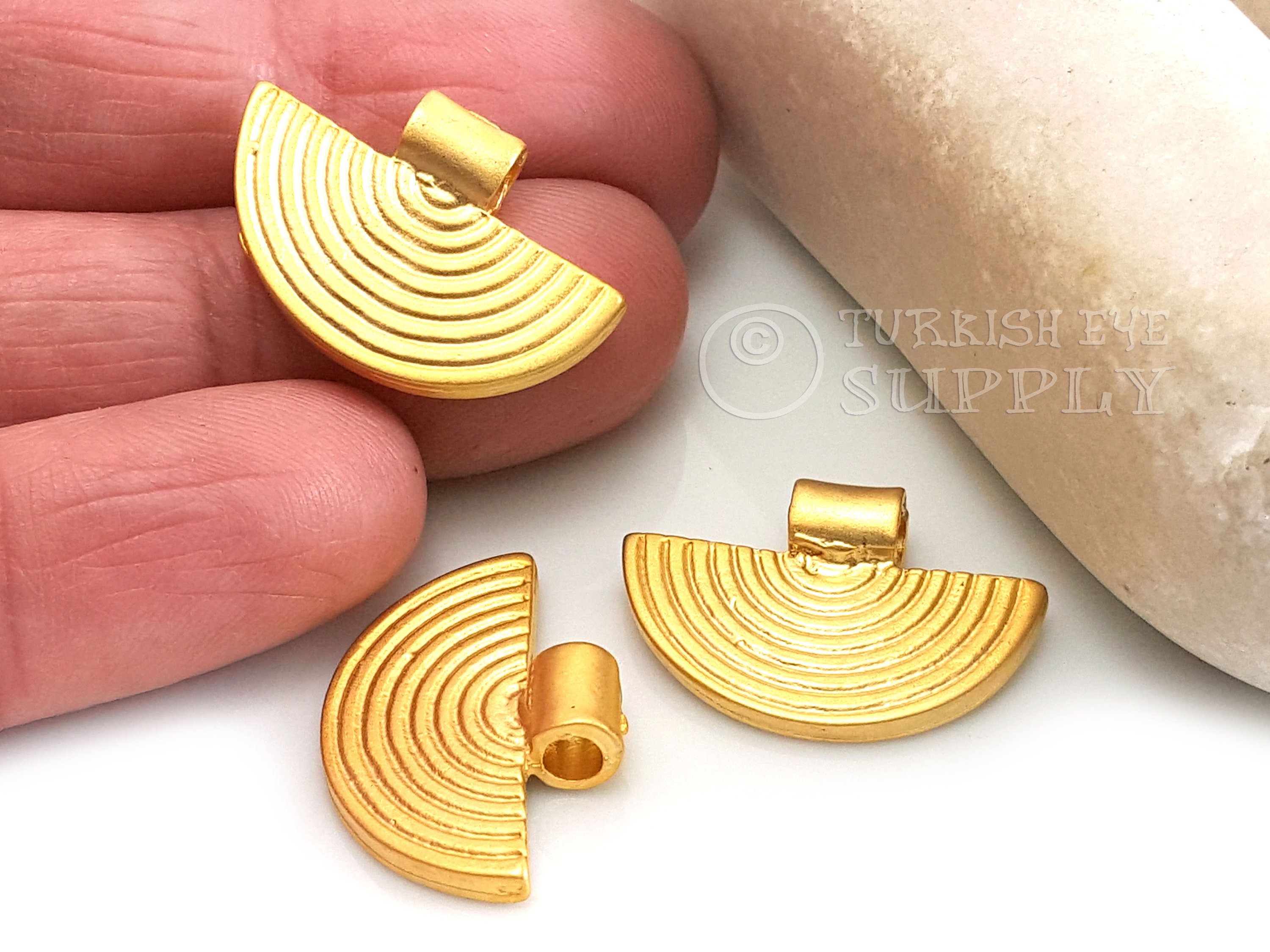 Half Circle Gold Pendant, Gold Half Moon Charm, Tribal Jewelry, Gold ...