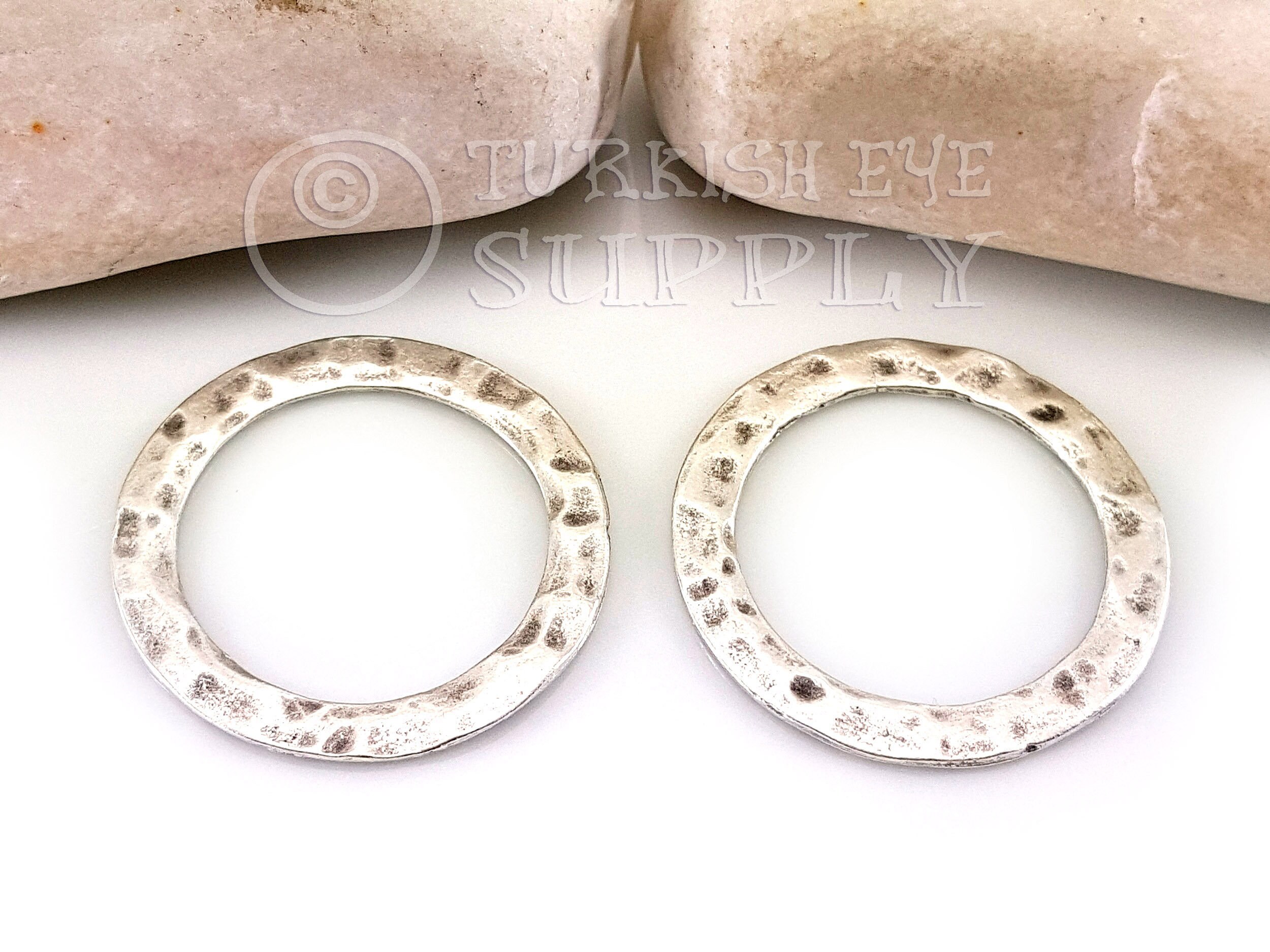 Hammered Silver Circle Connector, Ring Charms, Hammered Circle Pendant ...