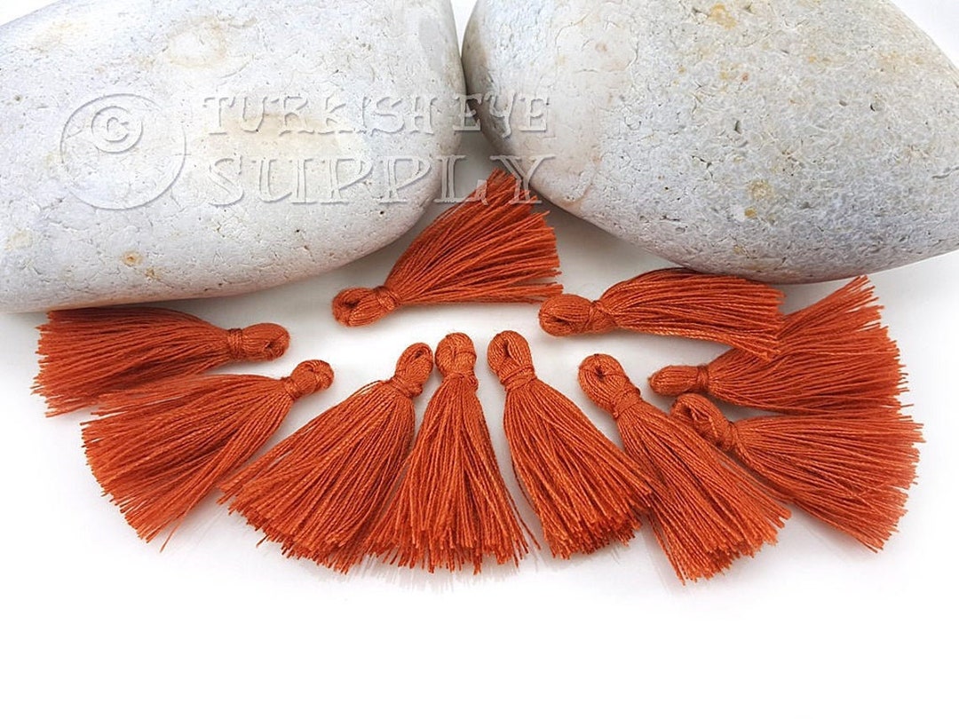 Burnt Orange Mini Cotton Tassels, Tassel Earring, Tassel Bracelet ...