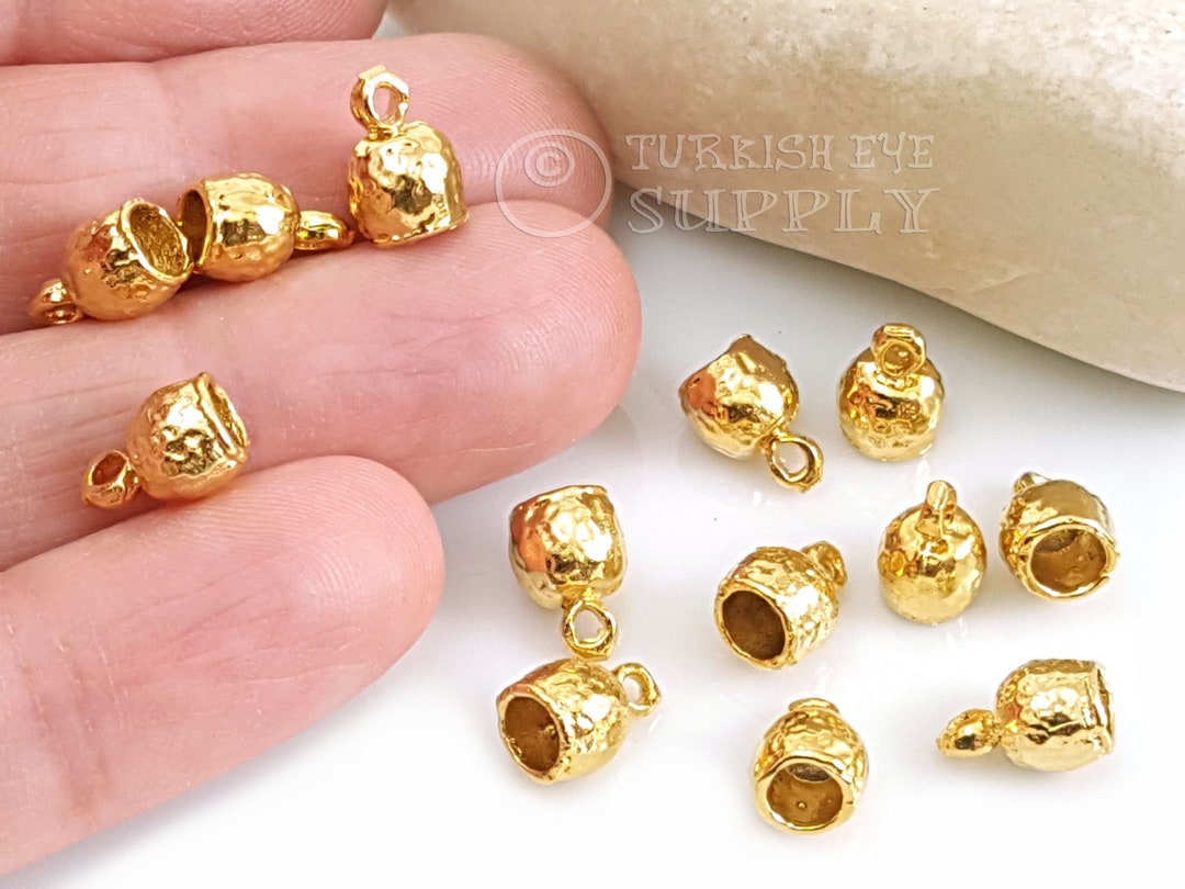 Gold Cord End Caps, 22k Gold Plated Bead Caps, Gold Tassel Caps, 5pc - Etsy