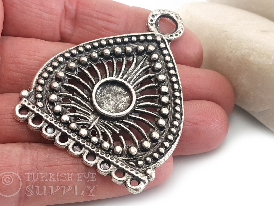 Antique Silver Plated Large Multi Strand Connector Pendant, Tribal ...