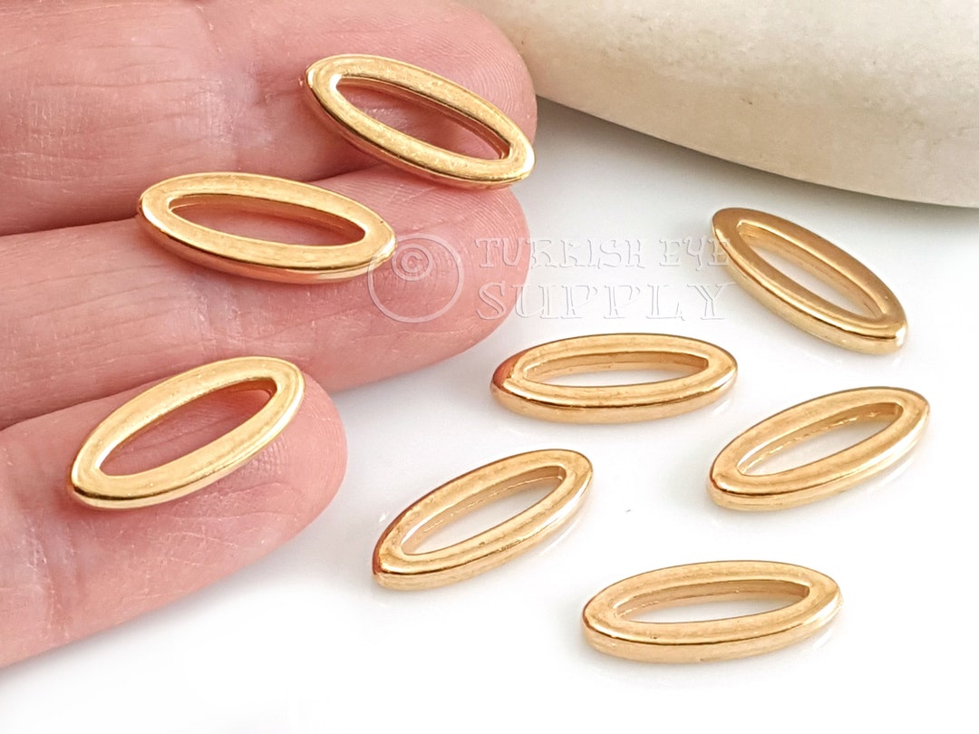 Oval Hoop Charms, Oval Hoop Spacer Beads, Oval Link Beads, Gold Plated ...