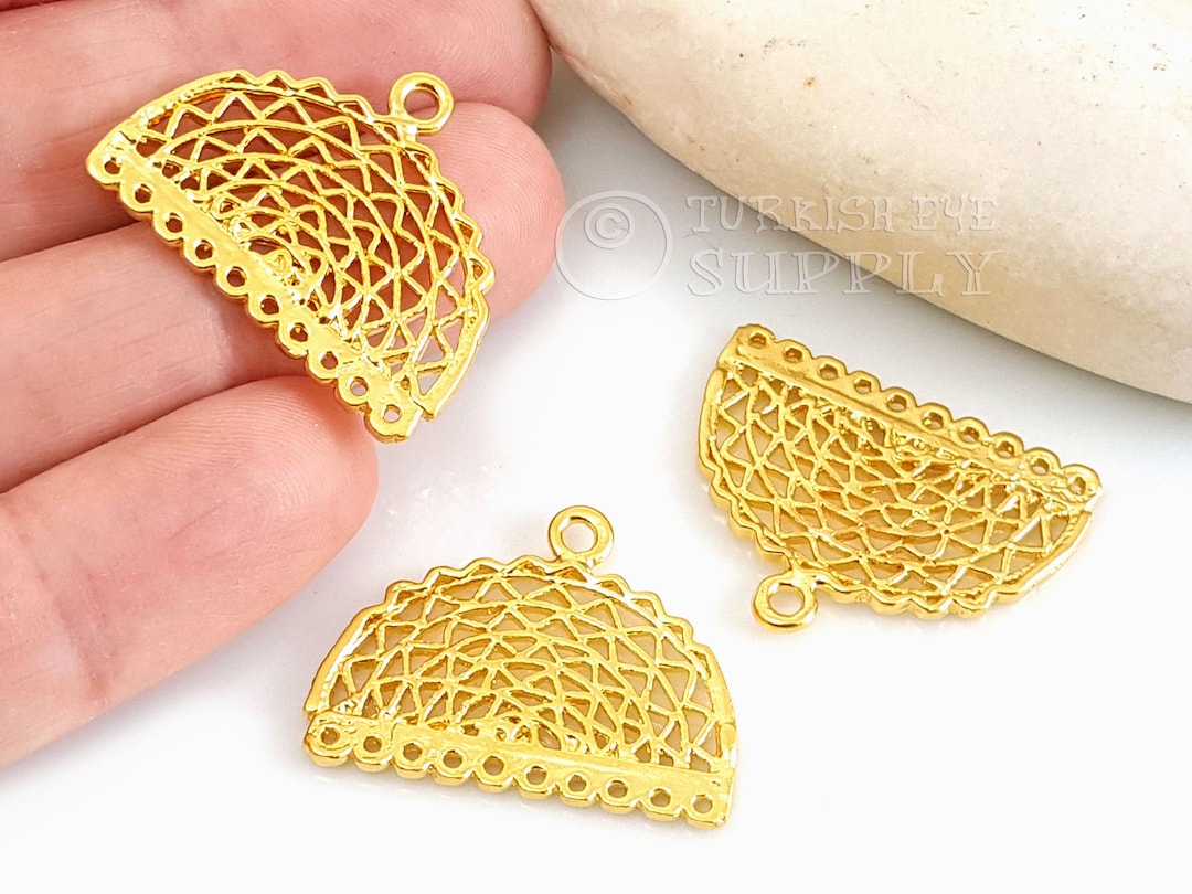 Gold Plated Multi Loop Connectors, Chandelier Earring Charms, Filigree ...