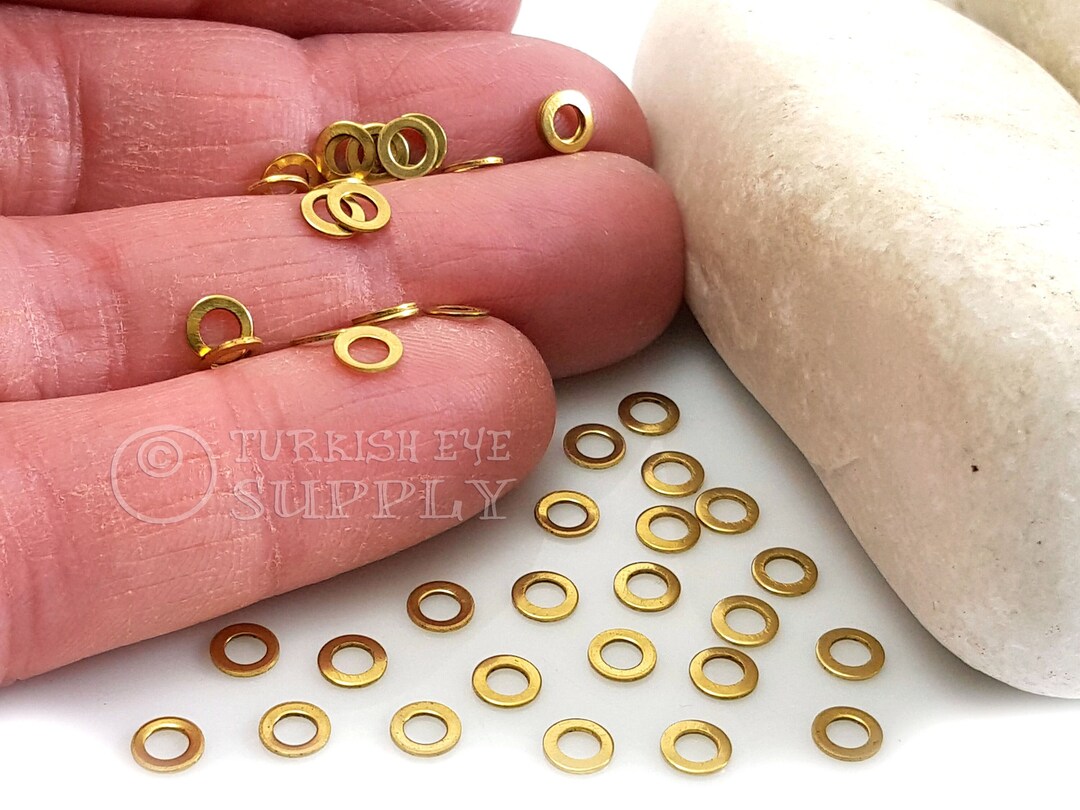 Tiny Brass Round Rings, Mini Brass Washers, Tiny Brass Hoop Charms, Raw ...