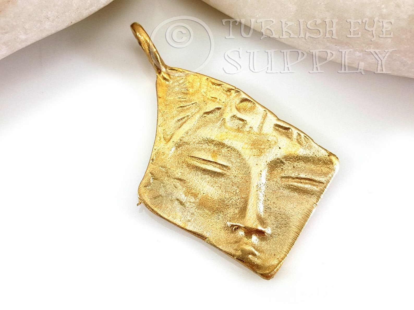 Raw Brass Face Charm, Greek Mask Pendant, Tribal Mask Pendant, Brass ...