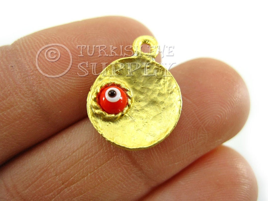 Gold Disk Charms, Orange Auge Charms, Goldschmuck, 22k Vergoldet Charms ...