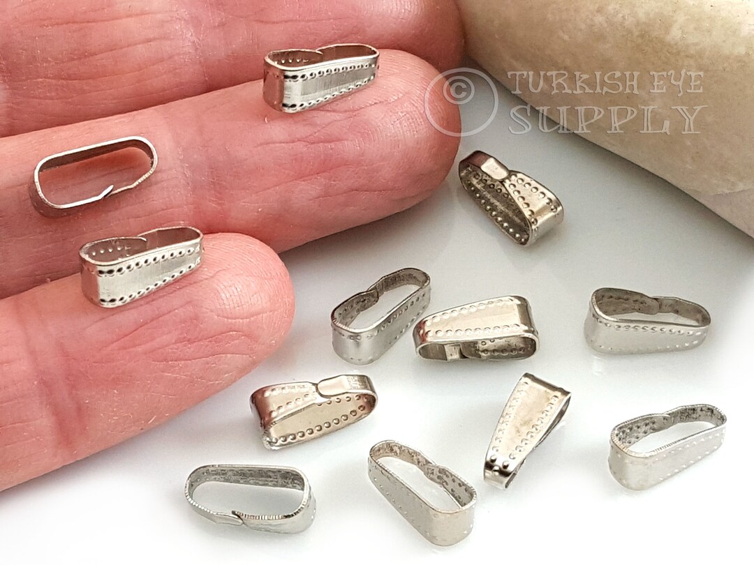Silver Pendant Bails, Claw Bails, Pendant Clasp, Pinch Clip Bails, 20 ...