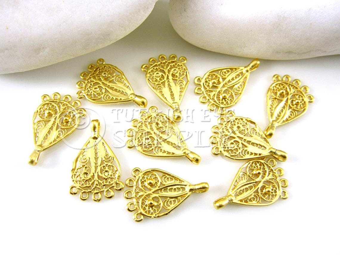Filigree Chandelier Earring Components 22k Gold Plated | Etsy
