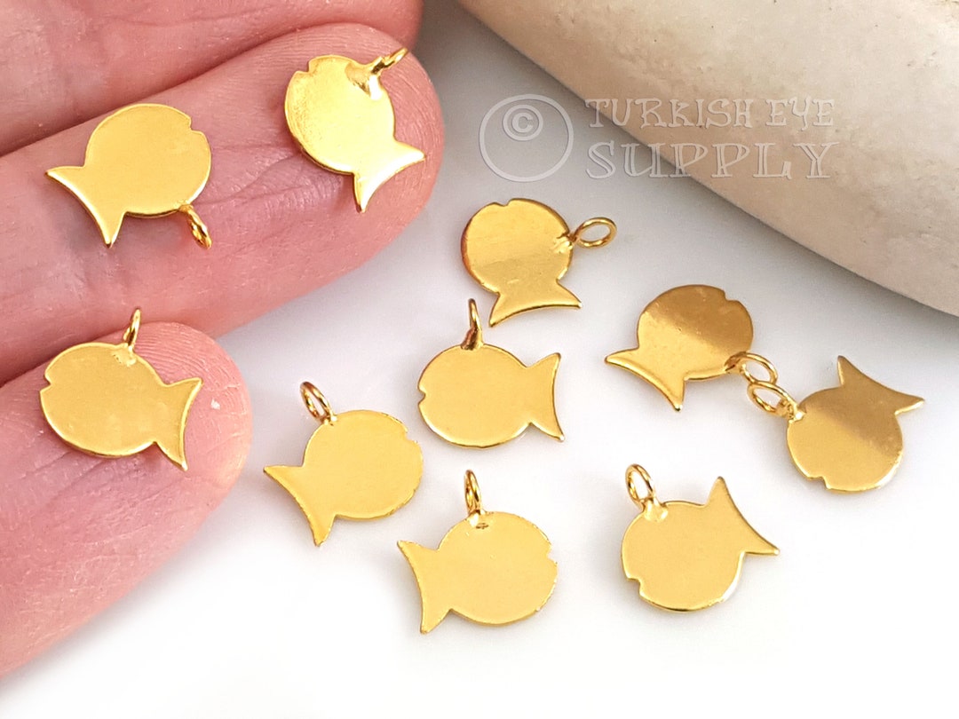 Gold Fish Charms, Mini Fish Charms, Fish Necklace Charms, Fish Bracelet ...