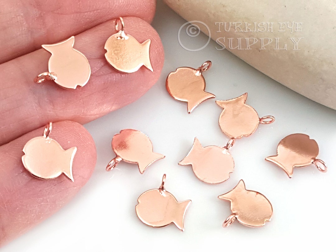 Rose Gold Fish Charms, Mini Fish Charms, Fish Necklace Charms, Fish ...