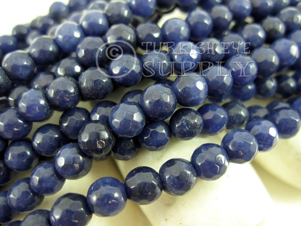 Navy Gemstone Beads 6mm Round Faceted Beads Jade Bead - Etsy