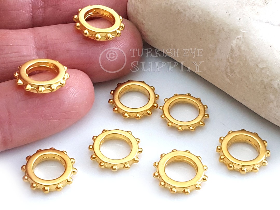 Large Gold Hoop Beads, Large Gold Spacer Bead, Tribal Gold Beads, Large ...