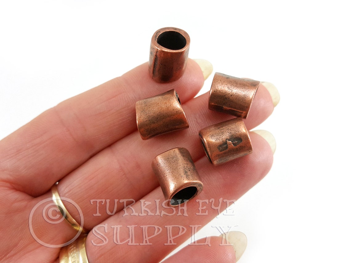 Copper Tube Beads, Large Copper Beads, Large Hole Tube Spacer Beads ...