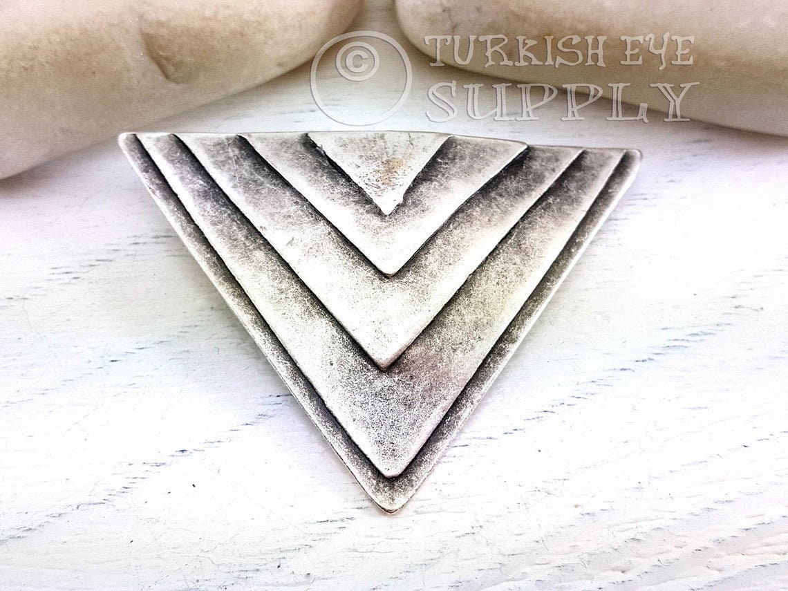 Large Triangle Pendant Geometric Jewelry Silver Jewelry | Etsy