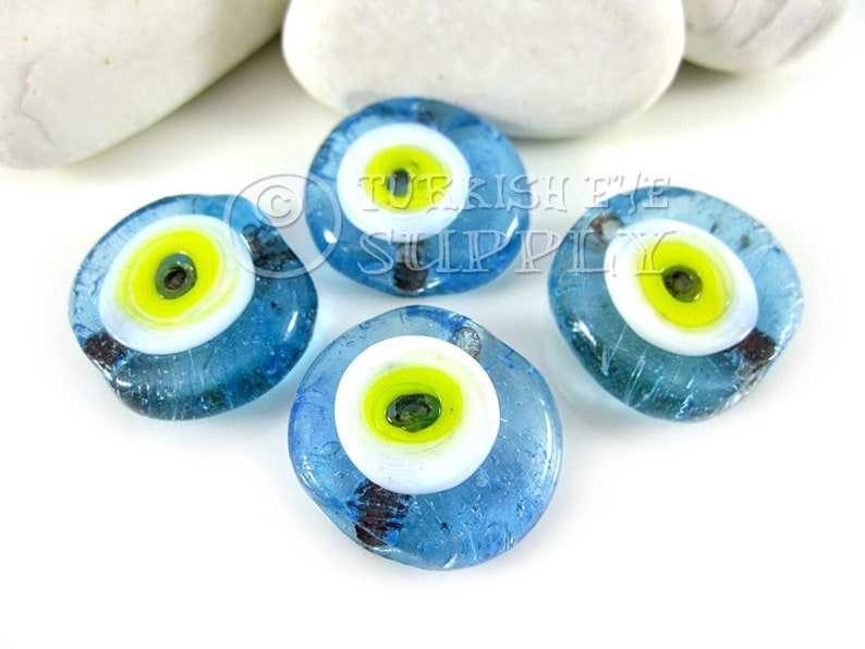 Blue Glass Evil Eye Bead, Artisan Handmade Evil Eye Beads, Turkish Evil ...