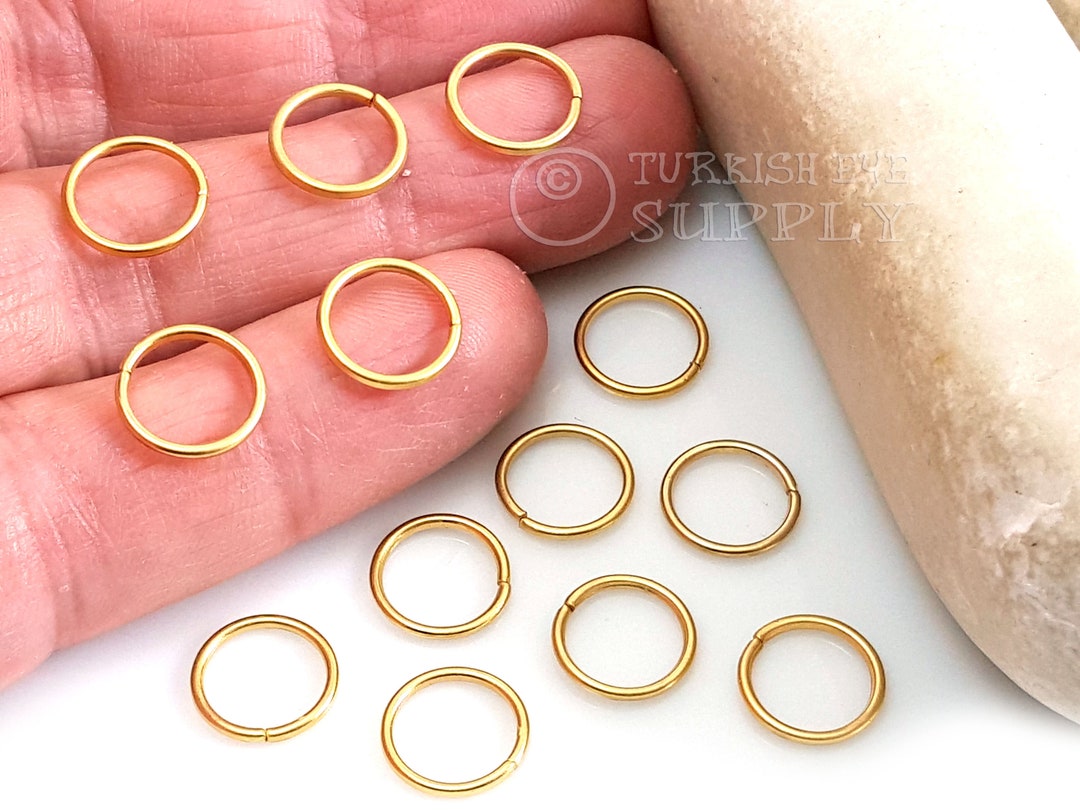 Gold Jump Rings, 10mm Jump Rings, 22k Gold Plated Jump Rings, Large ...