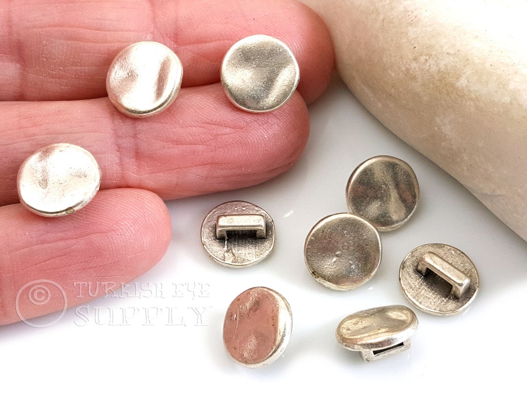 Silver Flat Sew on Buttons, Silver Button Charms, Silver Round Buttons ...